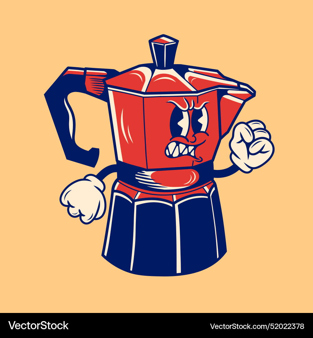 Retro character design from moka pot Royalty Free Vector