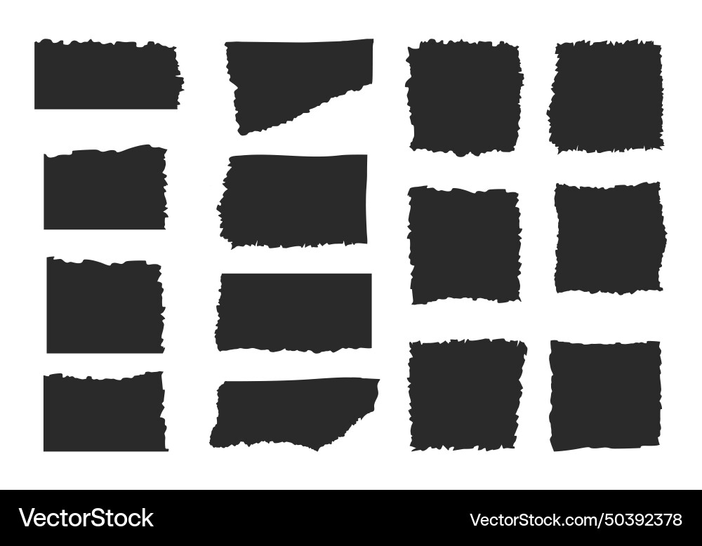Rough paper edge set rectangle torn shape border Vector Image