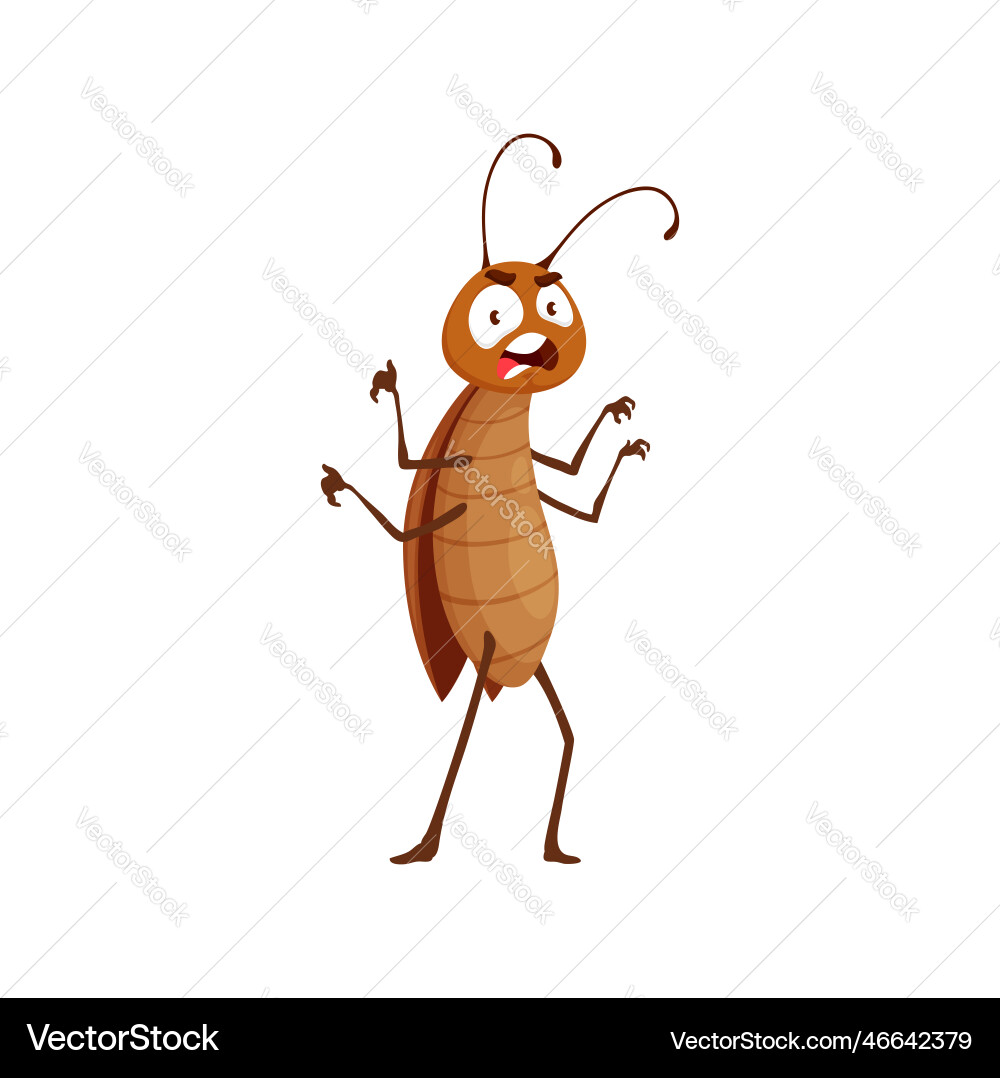 Cartoon cockroach character angry or upset bug Vector Image