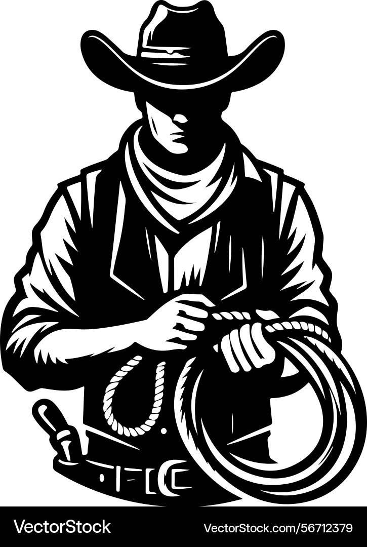Cowboy with lasso standing pose Royalty Free Vector Image