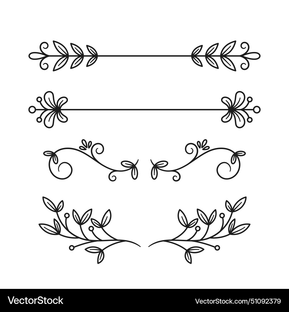 Decorative text dividers monochrome set Royalty Free Vector