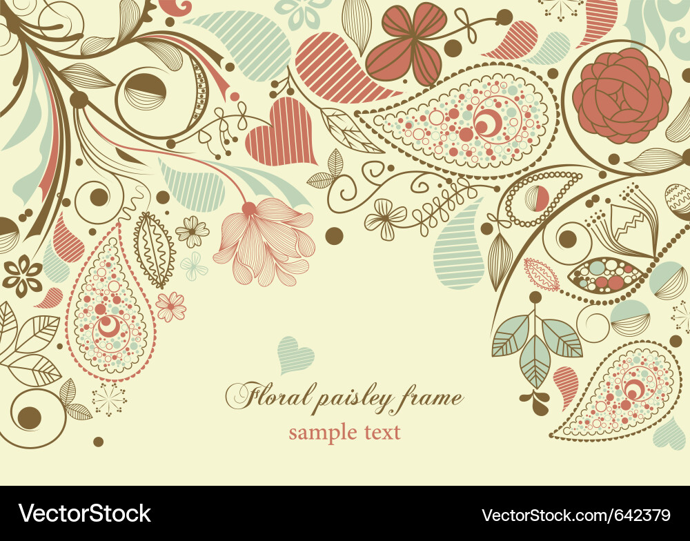 Floral Paisley Frame Royalty Free Vector Image