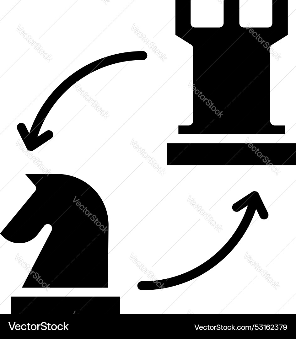 Icon knight and rook switch position chess piece Vector Image