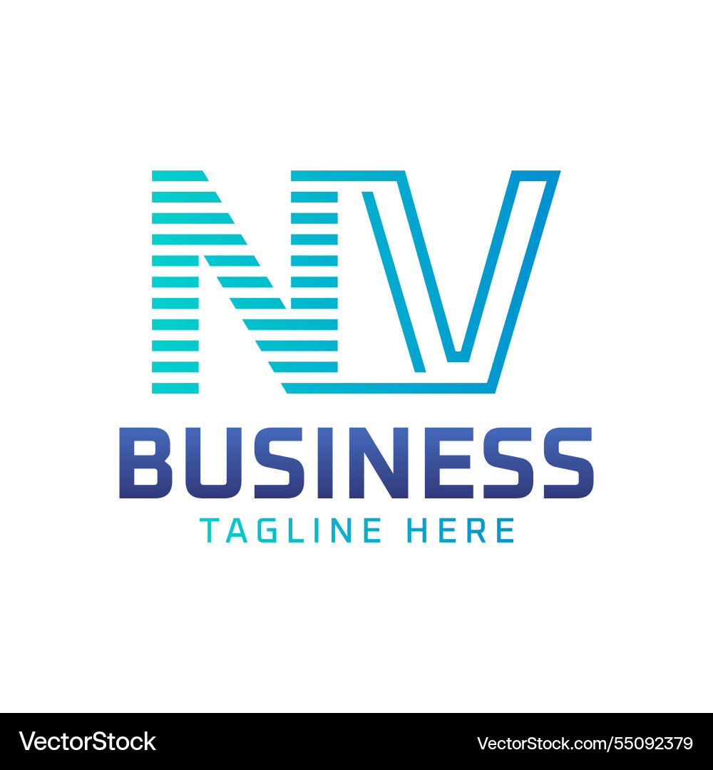 Nv logo design sleek modern letter Royalty Free Vector Image