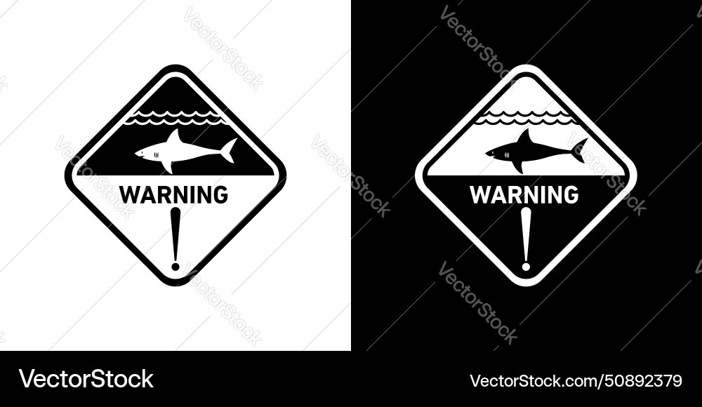 Shark warning sign icon set caution for marine Vector Image