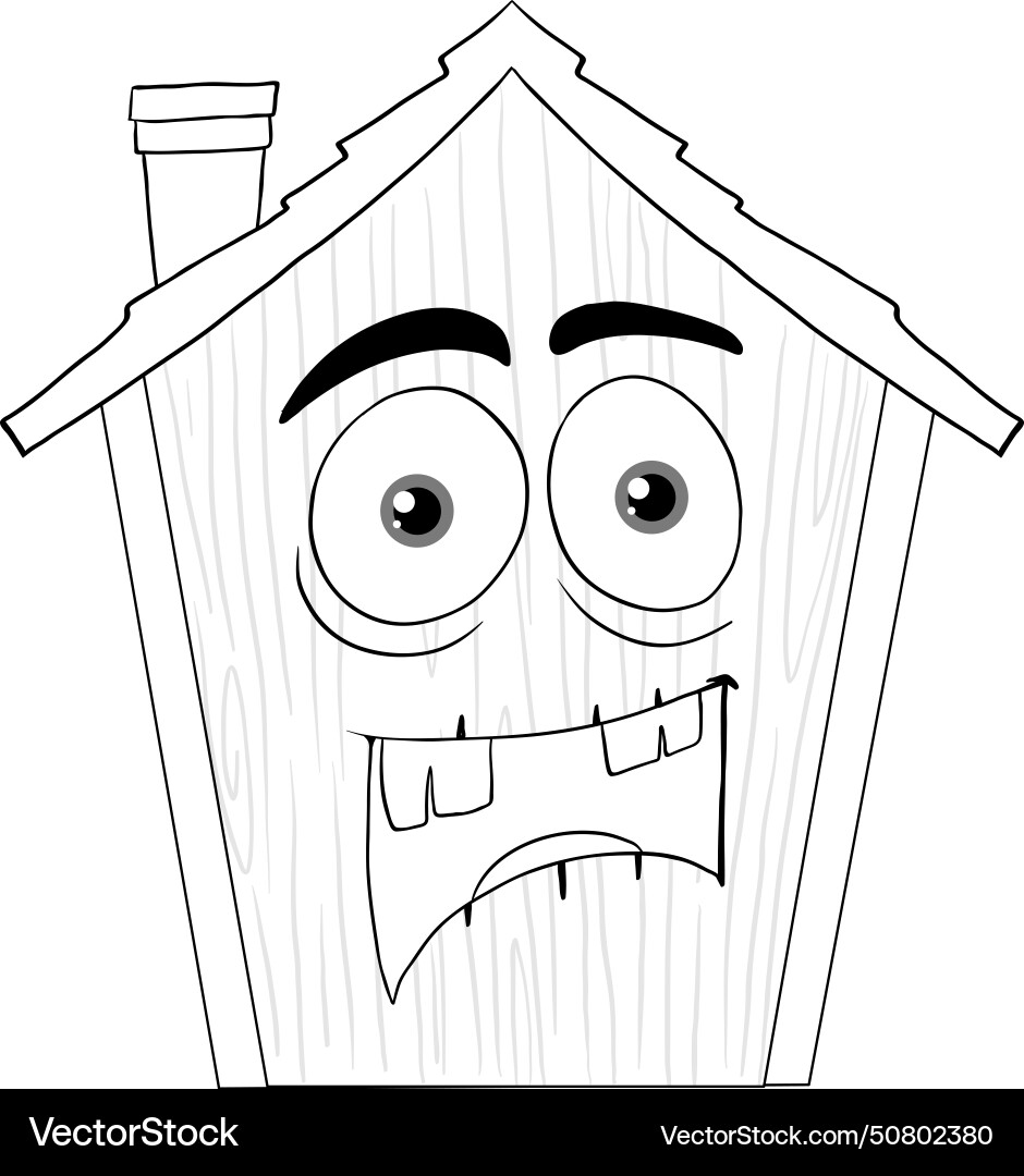 Animated house character with a shocked face Vector Image