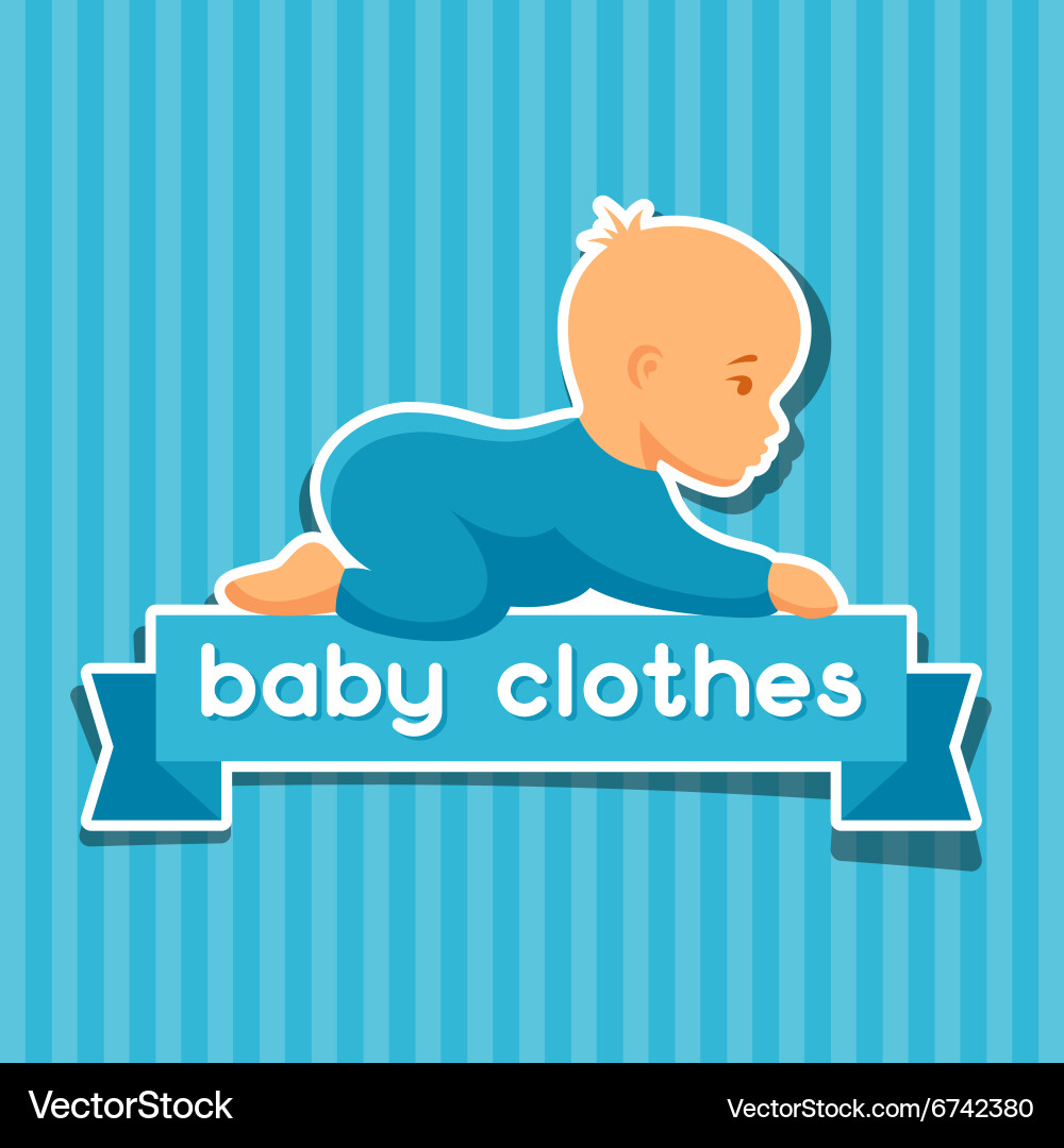 Background with sticker baby clothes for newborns Vector Image