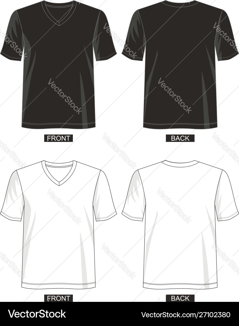 Black White T-Shirt Template Royalty Free Vector Image