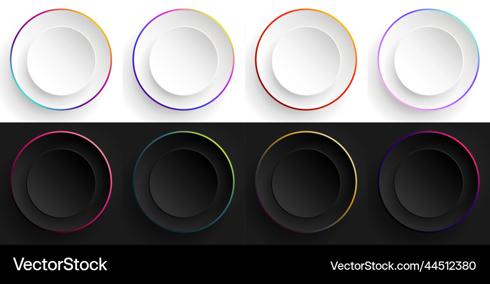 Colorful 3D Circle Border Set Royalty Free Vector Image