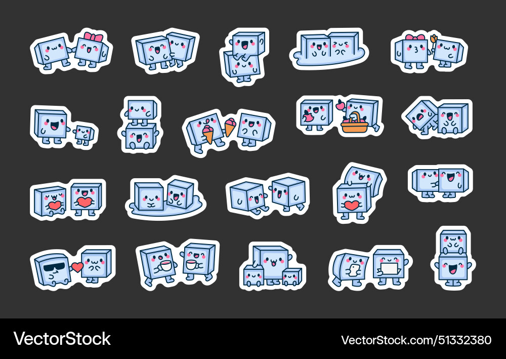 Couple ice cubes funny sticker bookmark Royalty Free Vector