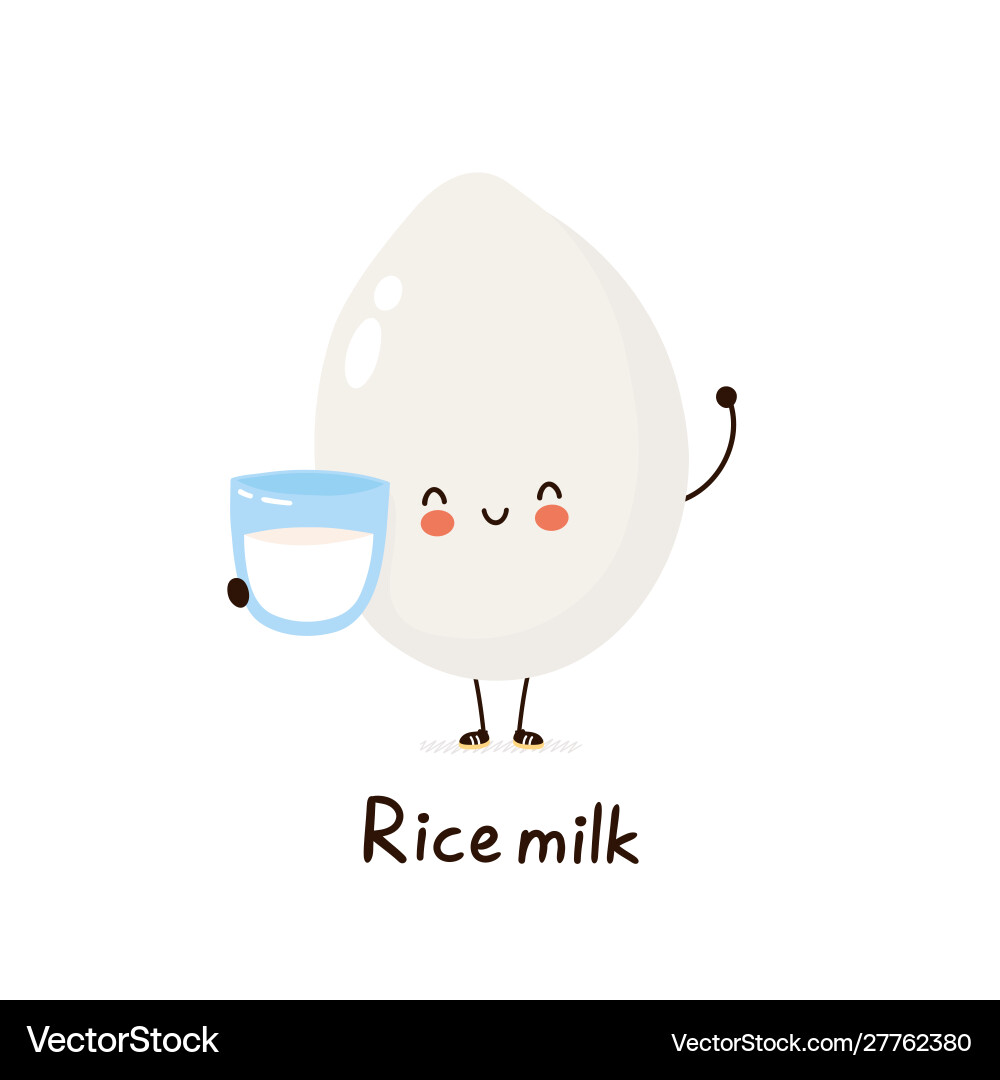 Cute happy smiling plant based rice milk Vector Image