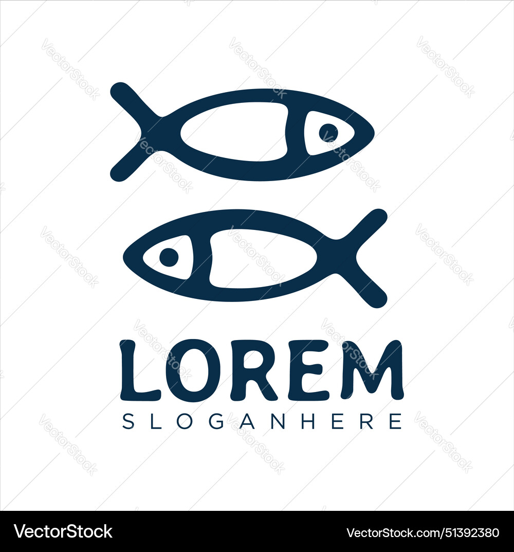 Double fish logo line art template simple fish de Vector Image