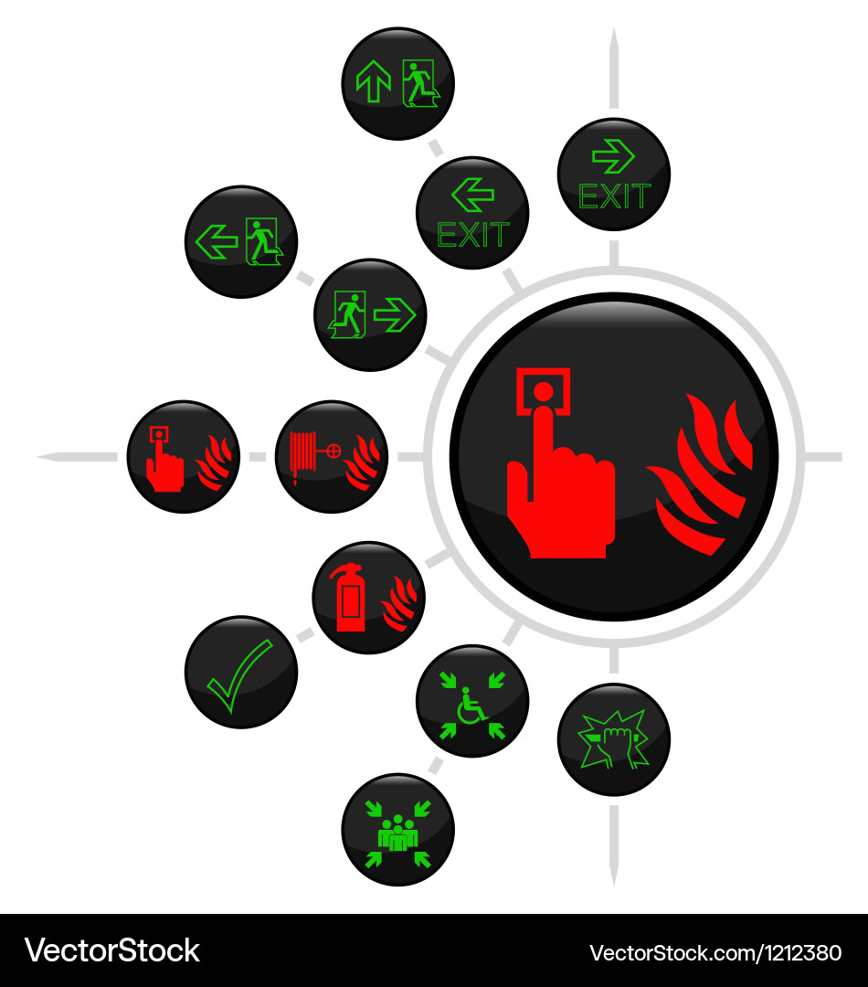 Fire escape button set Royalty Free Vector Image