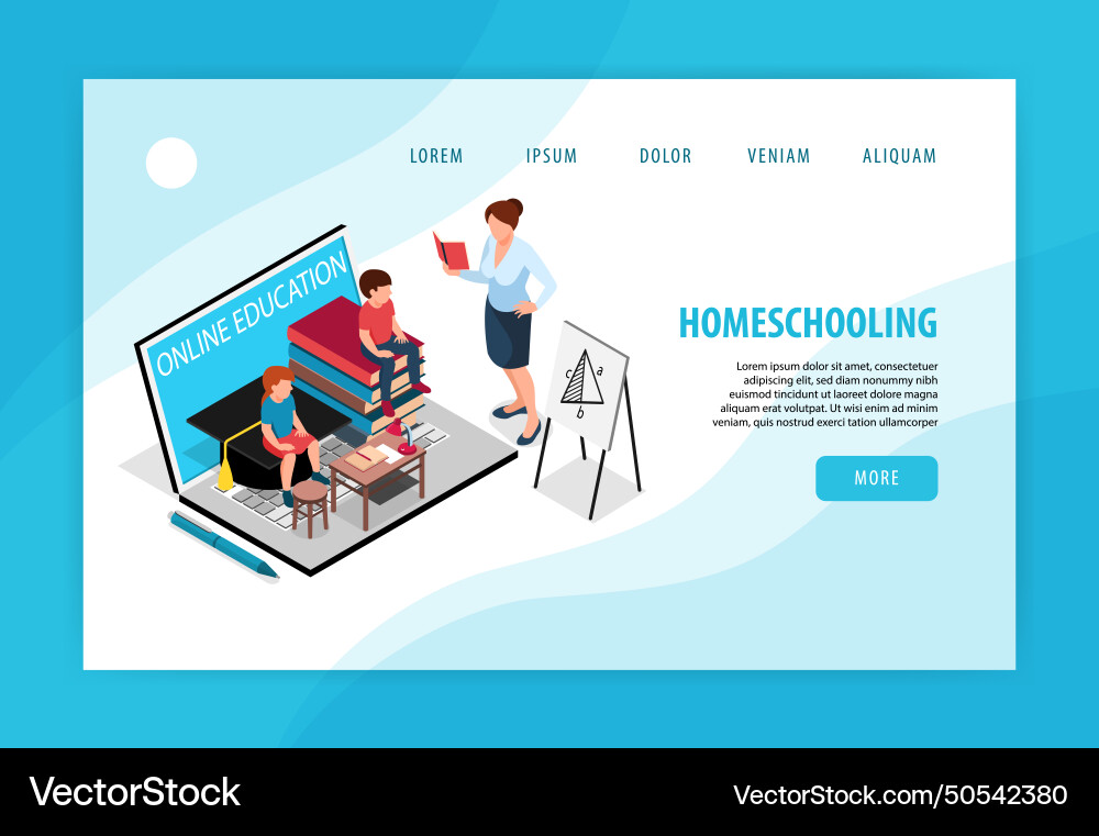 Homeschooling landing page design Royalty Free Vector Image