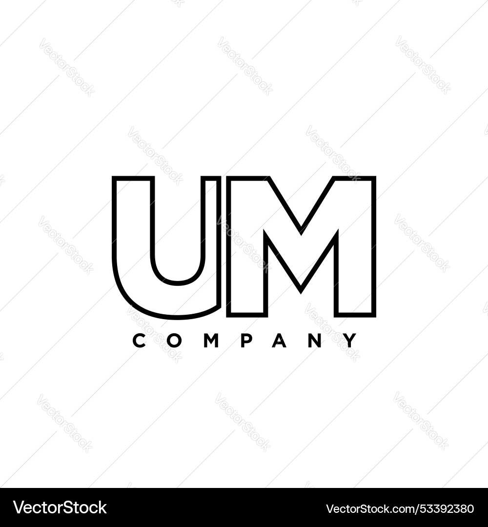 Letter u and m um logo design template minimal Vector Image
