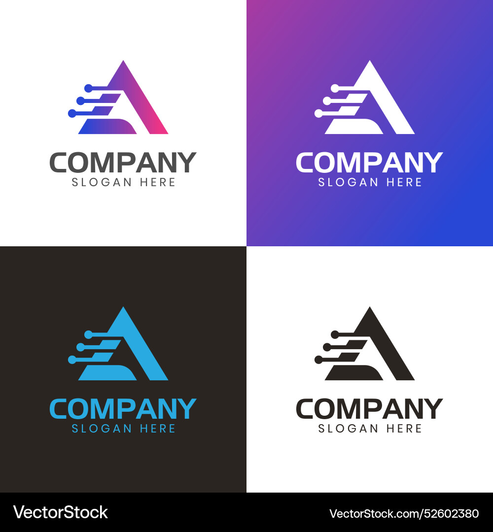 Modern letter a technology professional logo Vector Image