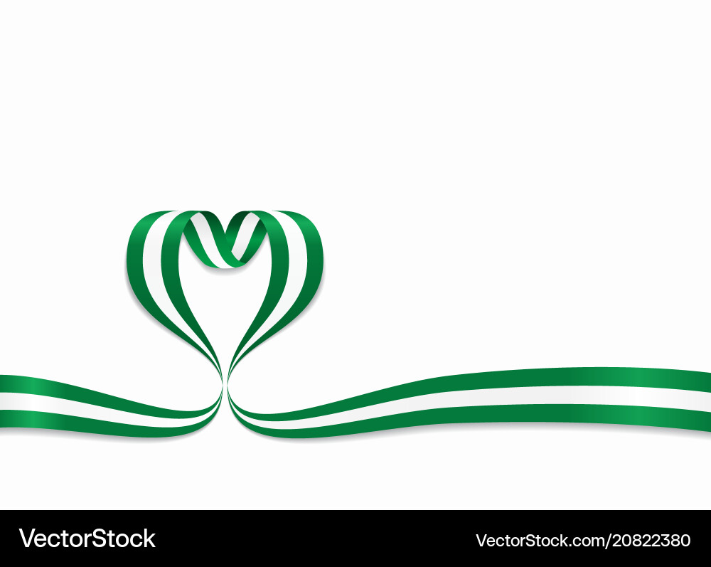 Nigerian flag heart-shaped ribbon Royalty Free Vector Image