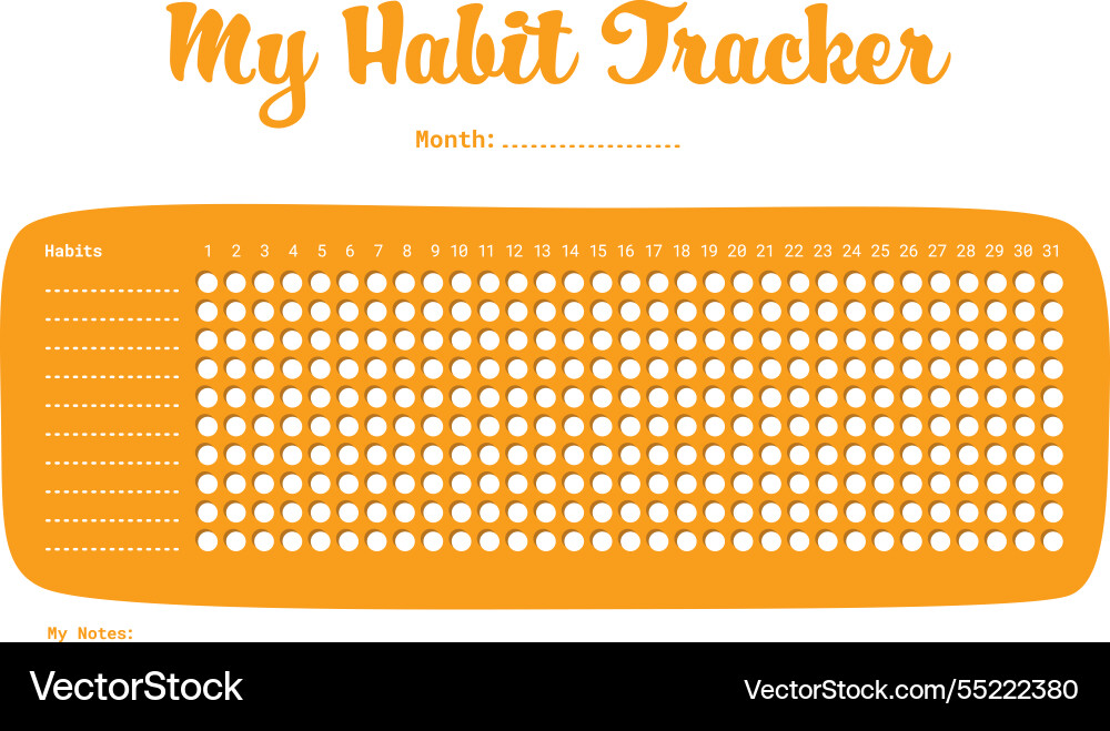 Orange monthly habit tracker template ready Vector Image