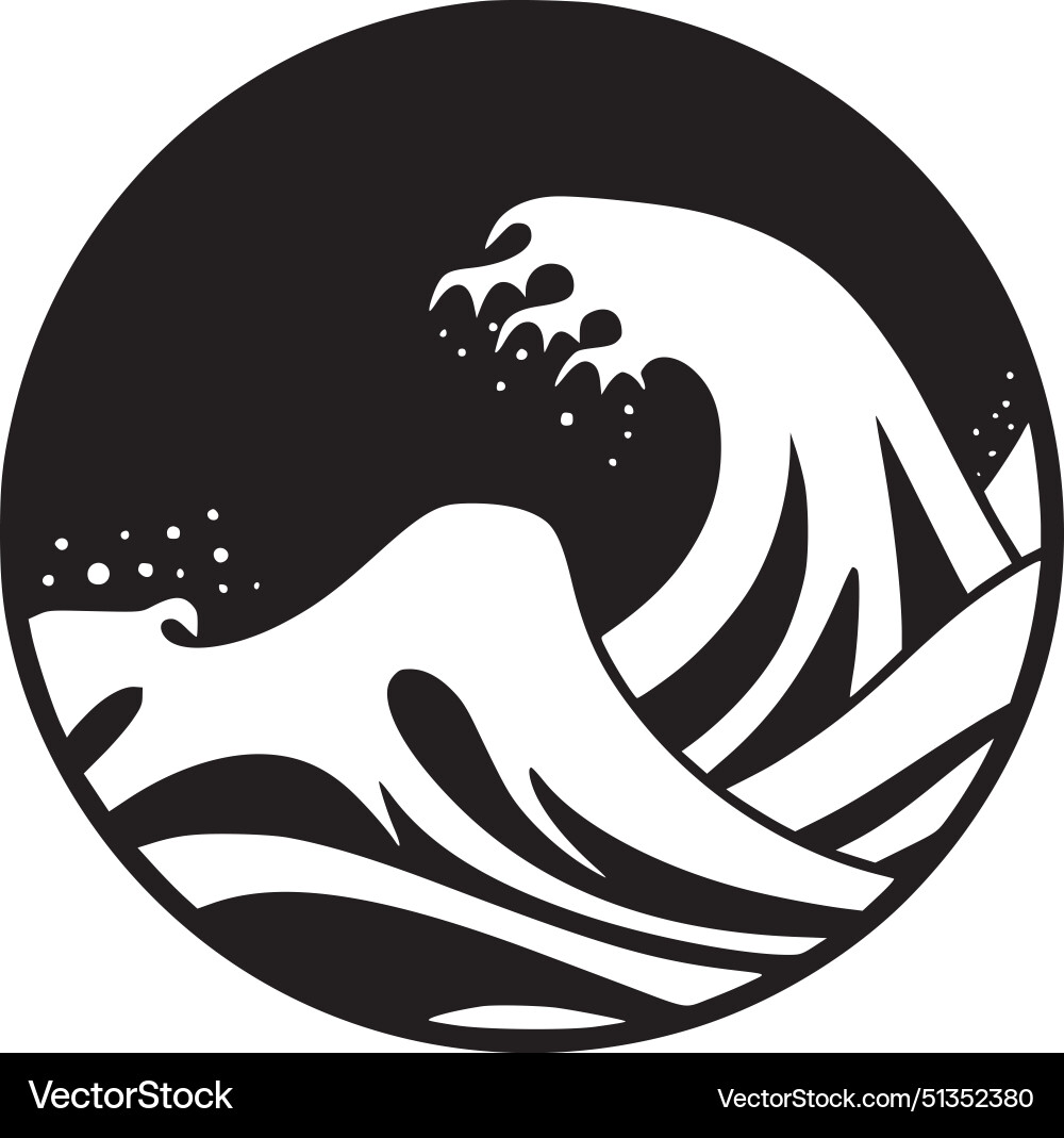 Wave - minimalist and flat logo Royalty Free Vector Image