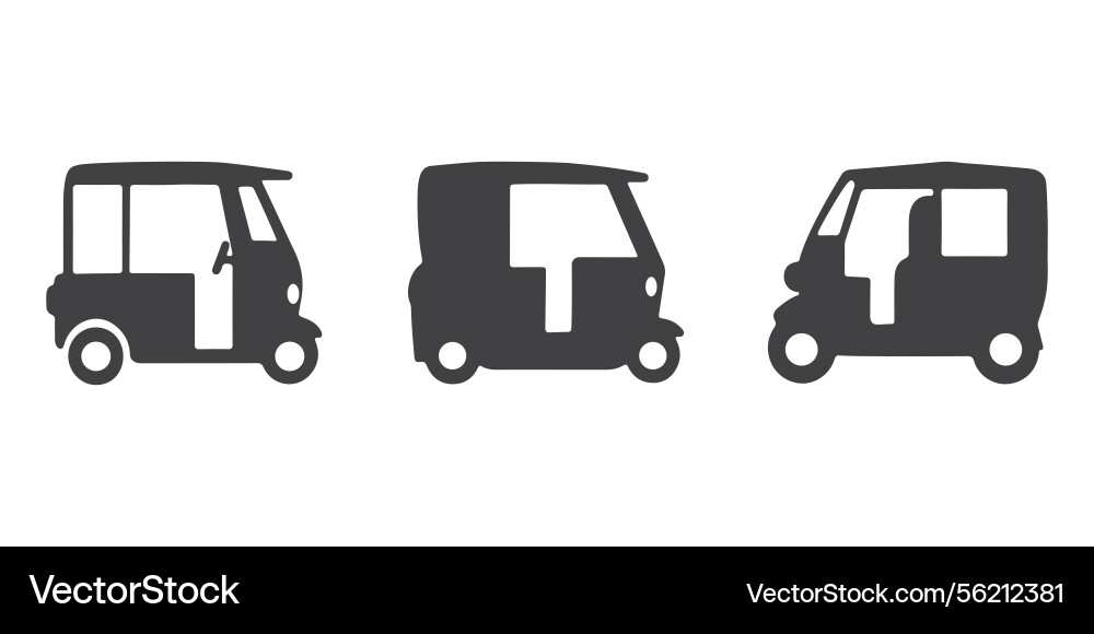Auto rickshaw icons silhouette set Royalty Free Vector Image