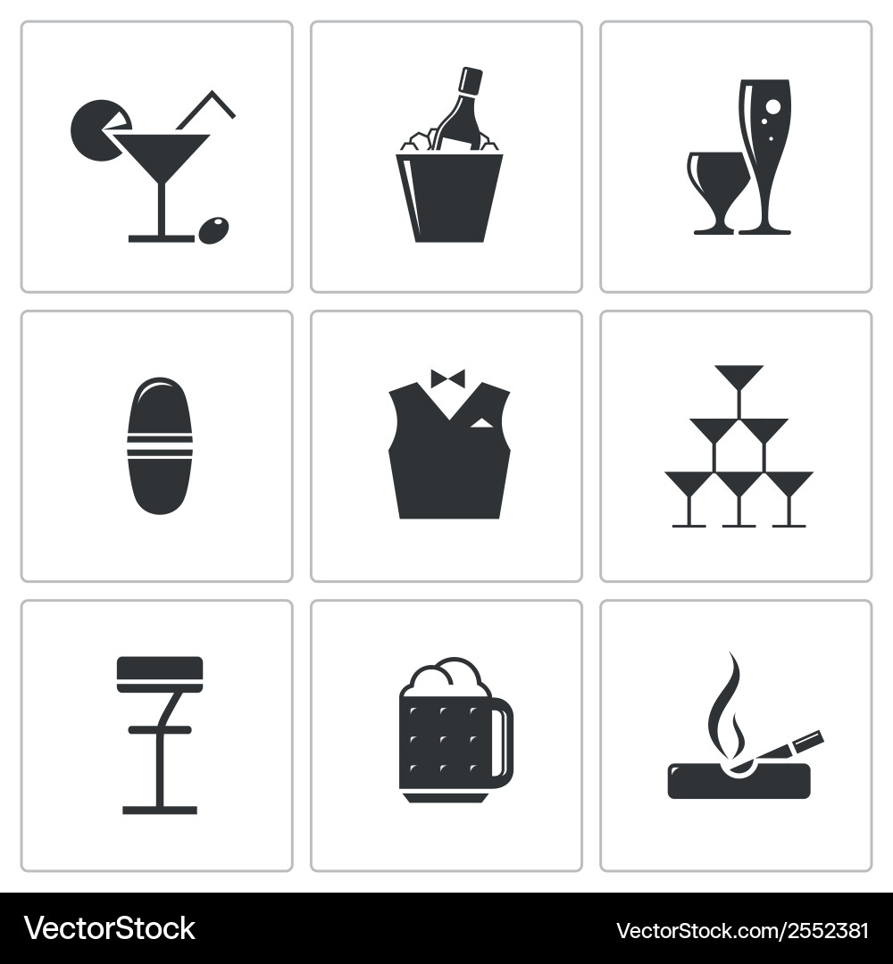 Bar icons set Royalty Free Vector Image - VectorStock