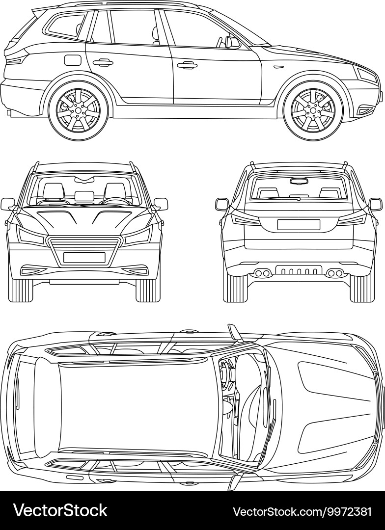 Car suv 4x4 line draw rent damage condition Vector Image