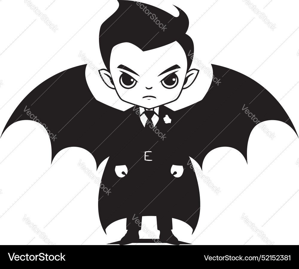 Chibi dracula sweet logo with wings whimsical Vector Image