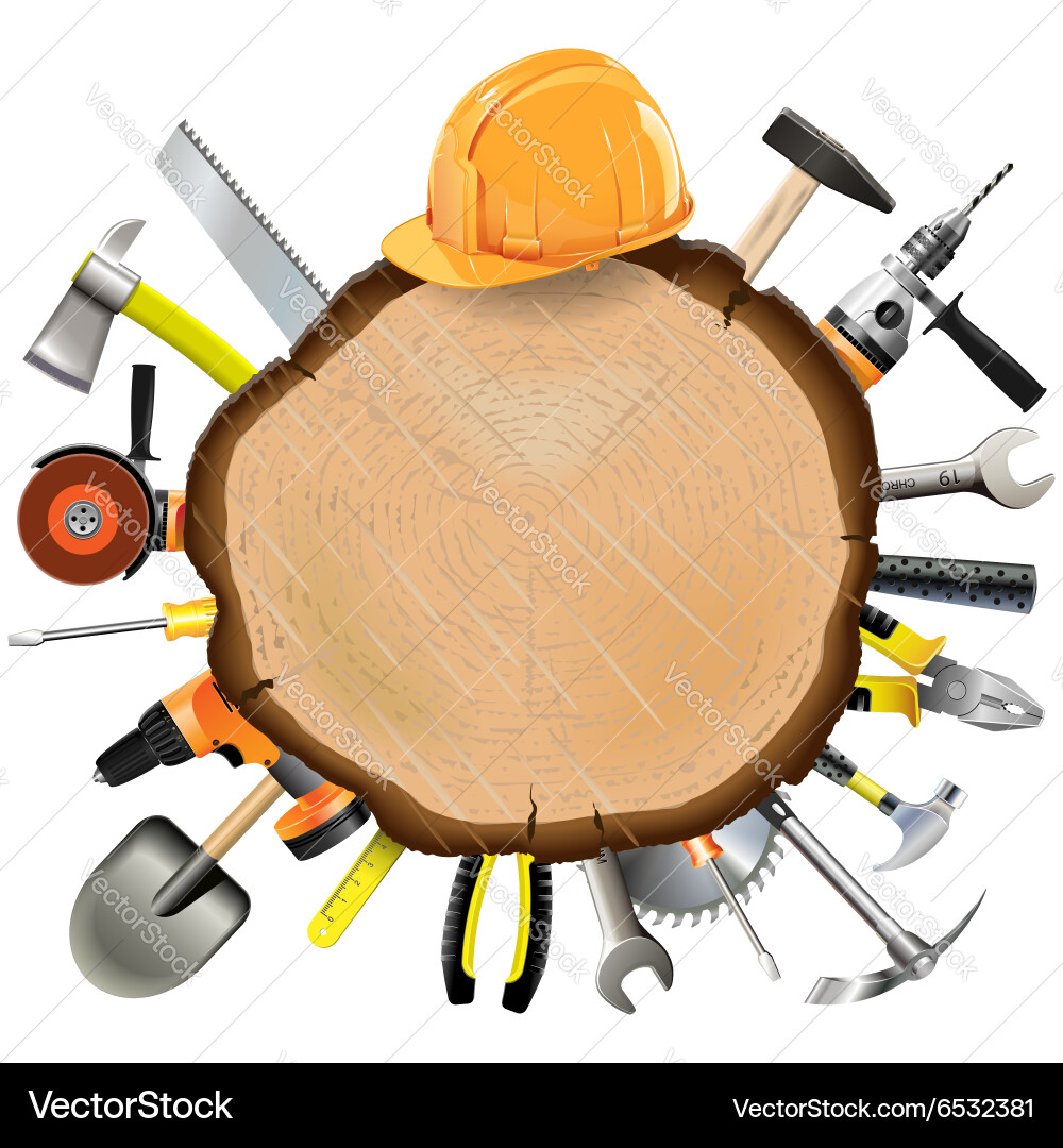 Construction wooden board with tools Royalty Free Vector