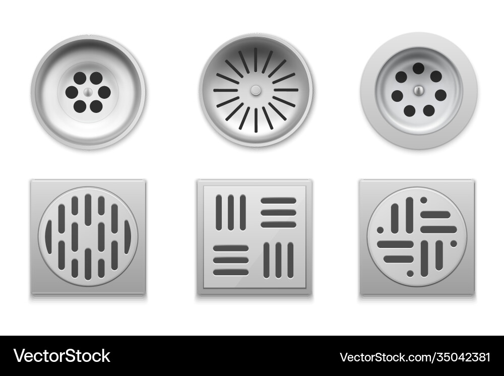 Drainage set for bathroom floor drain Royalty Free Vector