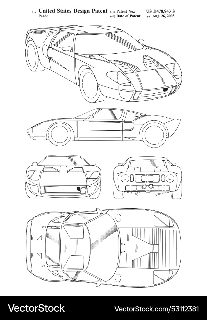 Ford gt40 patent Royalty Free Vector Image - VectorStock