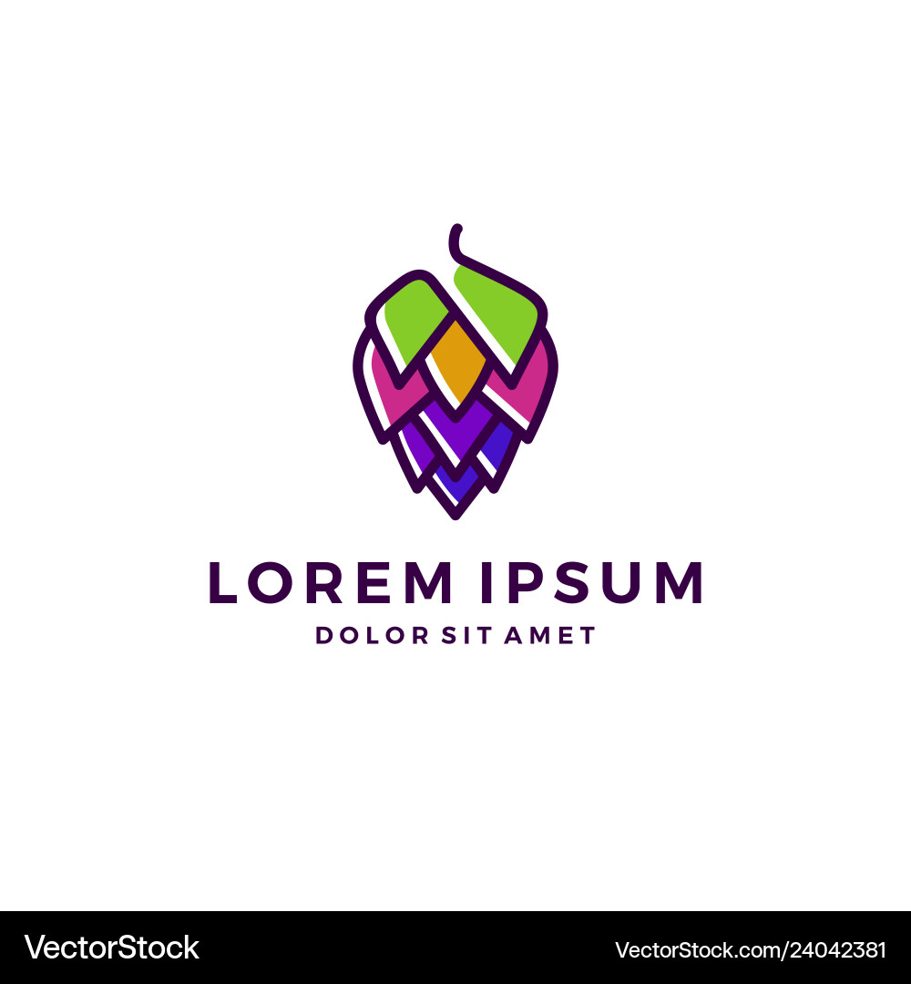 Hop brew brewery logo colorful Royalty Free Vector Image