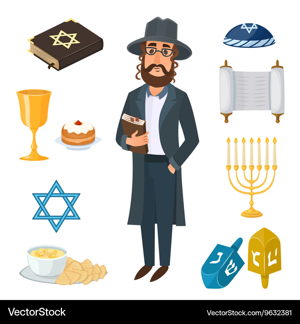 Jewish symbols set Royalty Free Vector Image - VectorStock