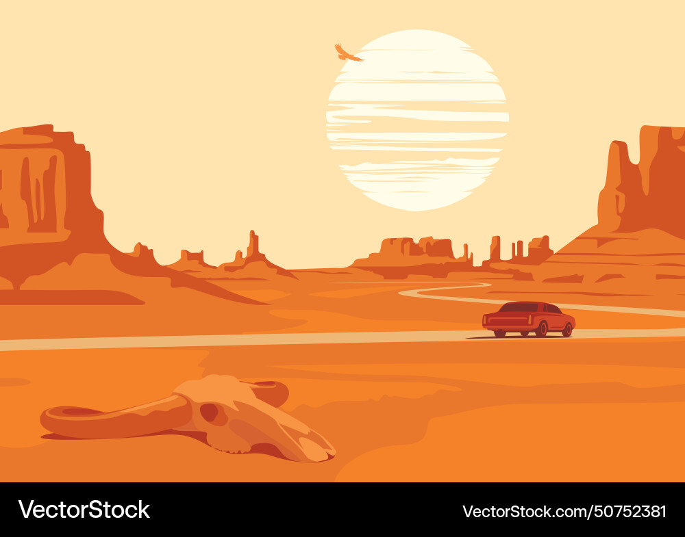 Landscape with deserted valley Royalty Free Vector Image
