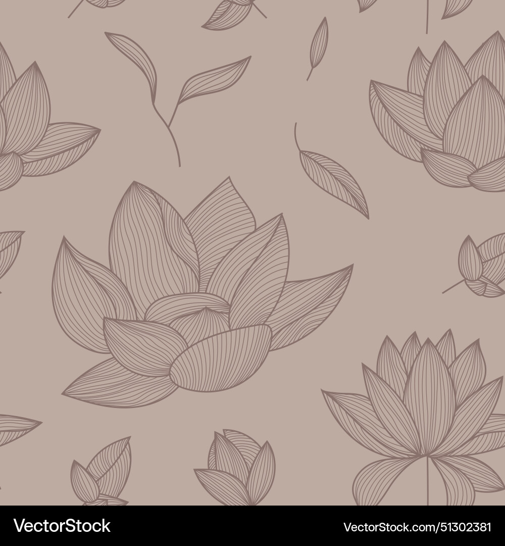 Lotus seamless pattern nude beige colors Vector Image