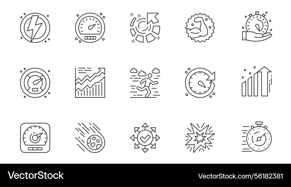 Productivity work icons set in outline stroke Vector Image