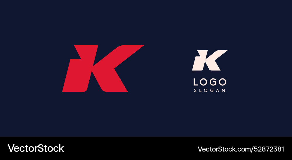 Wide bold red letter k modern dynamic logo Vector Image