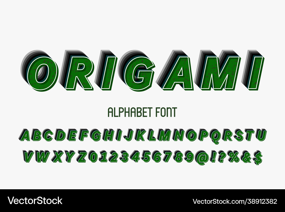 Alphabet font typeface design green and white Vector Image