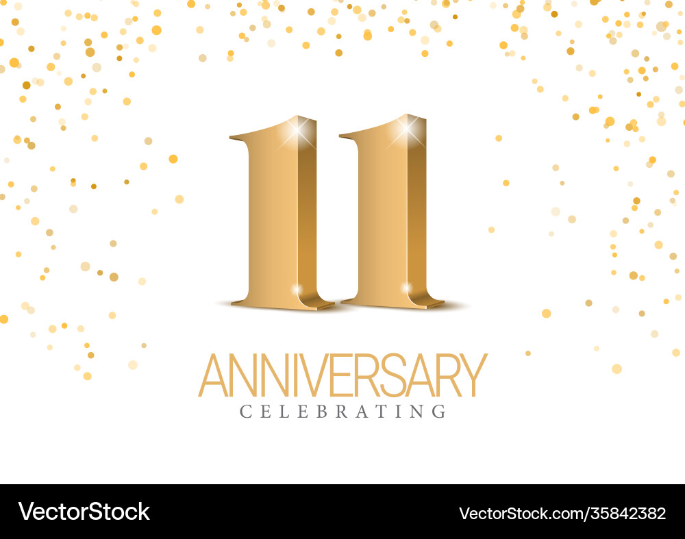 Anniversary 11 gold 3d numbers Royalty Free Vector Image