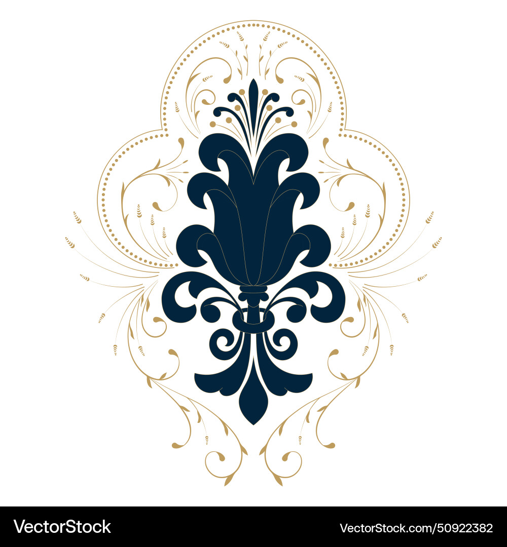 Damask central element isolated Royalty Free Vector Image