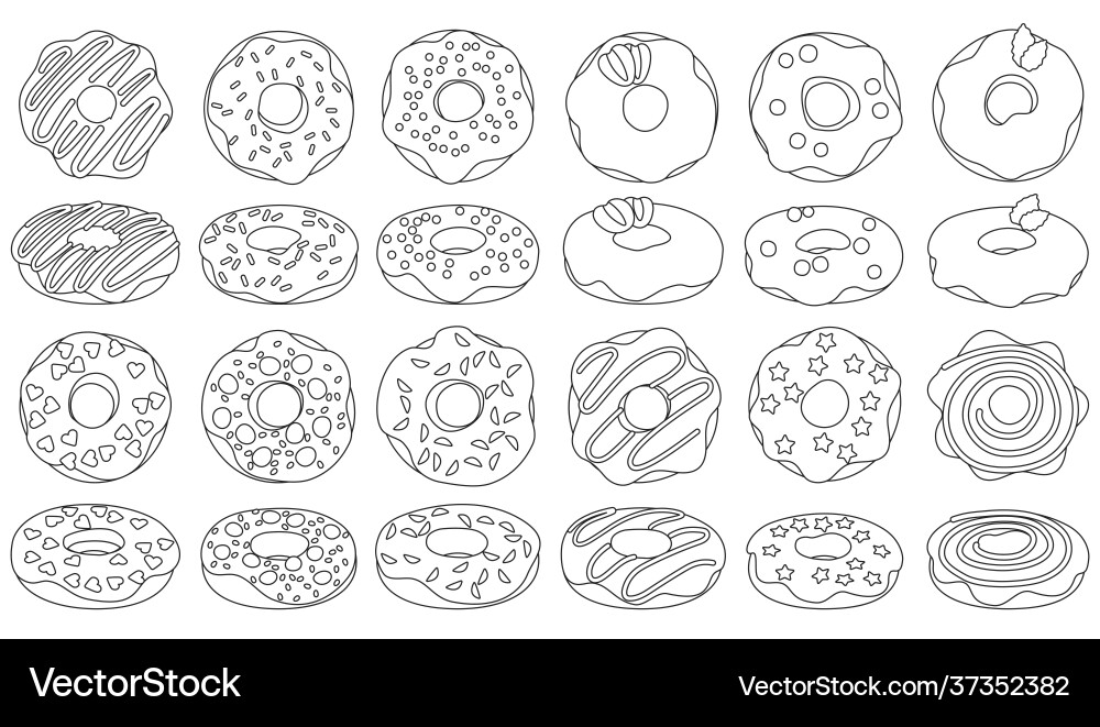Doughnut outline set icon Royalty Free Vector Image