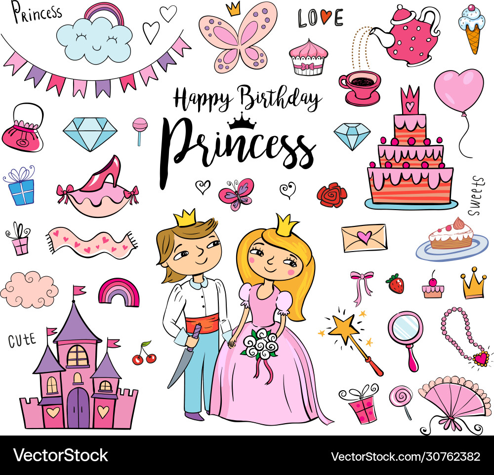 Happy birthday princess Royalty Free Vector Image