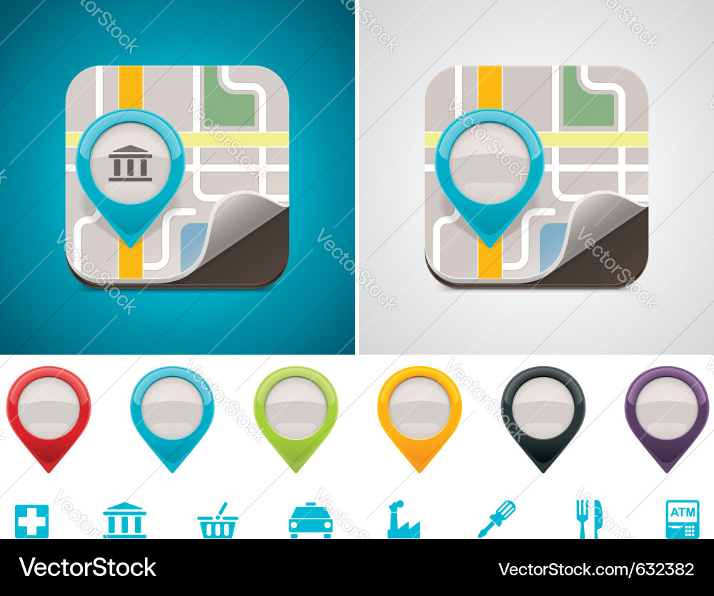Map Location Icons Royalty Free Vector Image - VectorStock