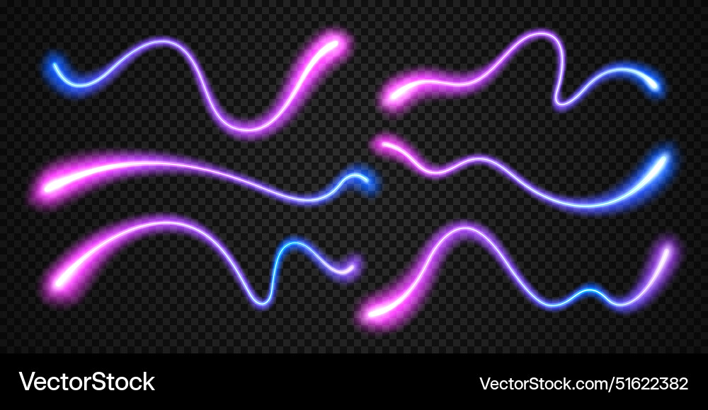 Neon wave swoosh laser rays lines glow effect Vector Image