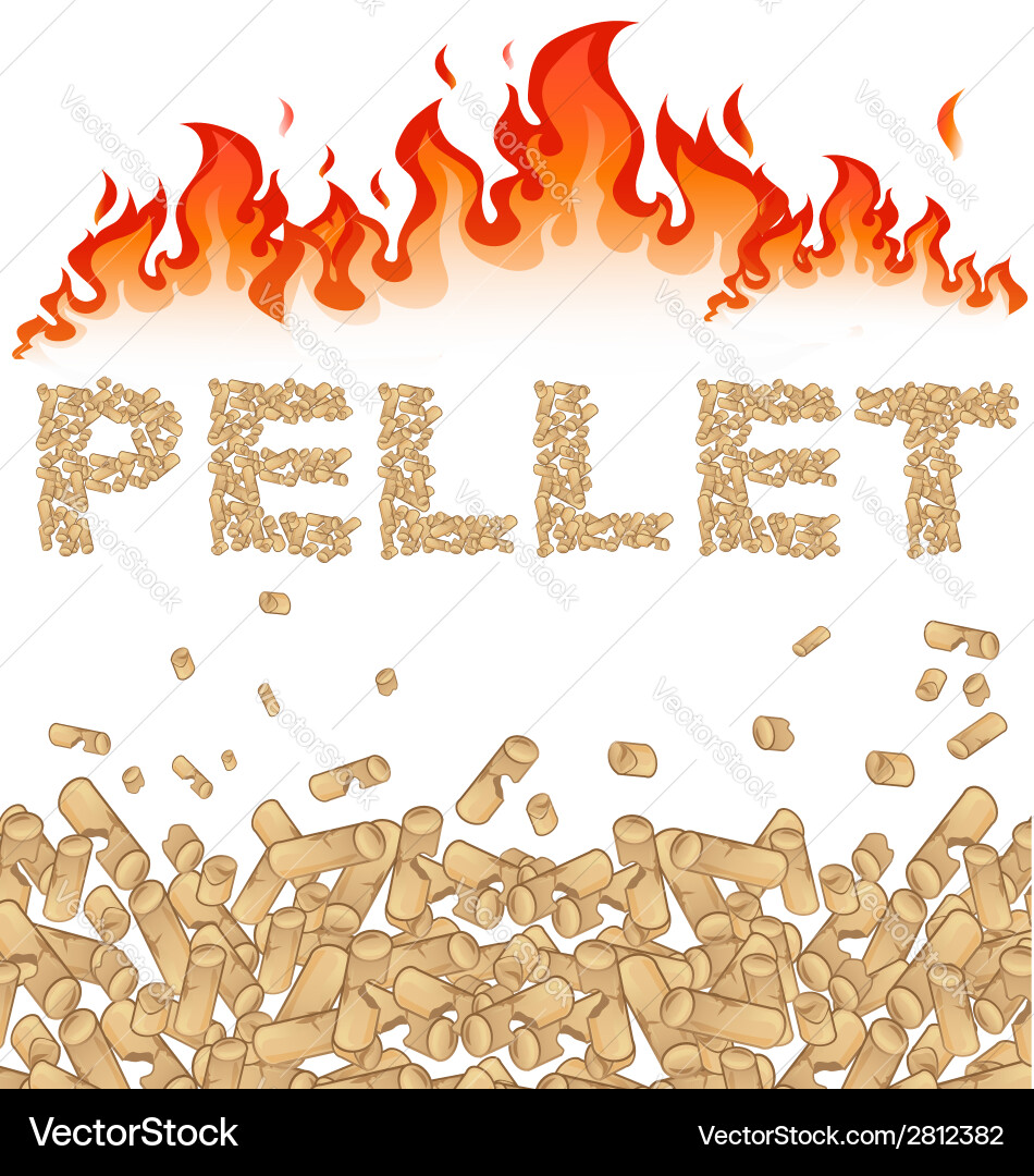 Pellet background with fire on white Royalty Free Vector