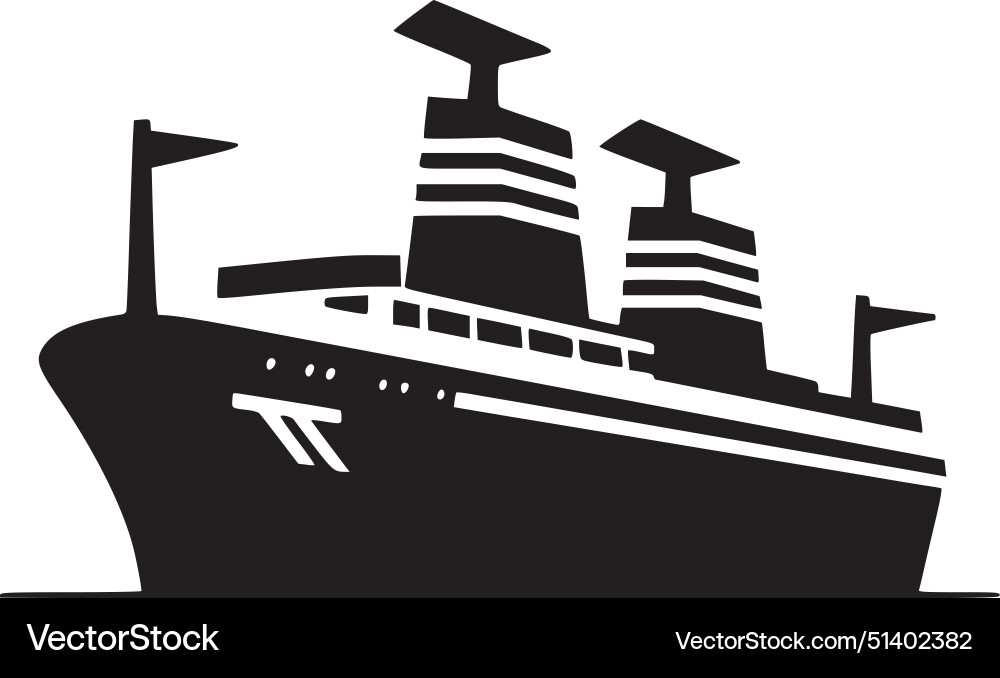 Ship - black and white Royalty Free Vector Image