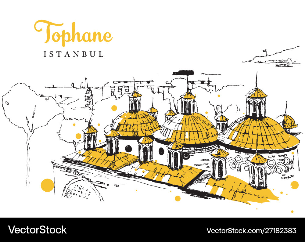 Drawing sketch tophane-i amire Royalty Free Vector Image