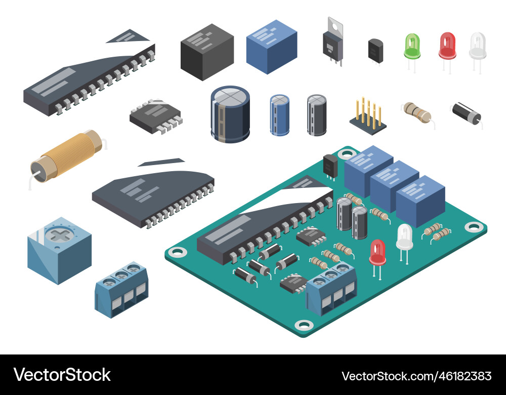 Electronic Components & Circuit Boards Vector Image