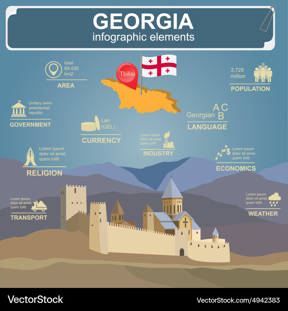 Georgia infographics statistical data sights Vector Image