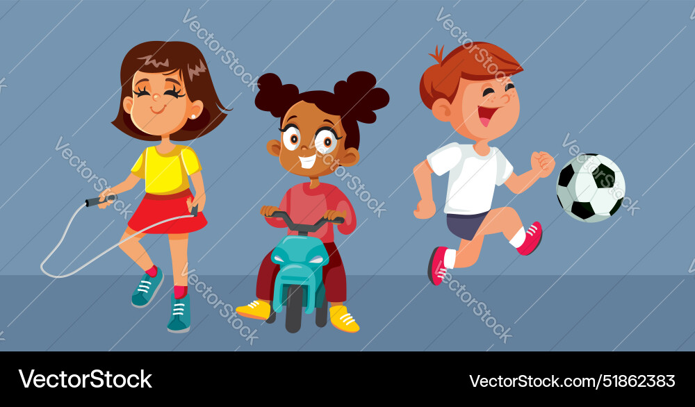Happy kids playing together cartoon Royalty Free Vector