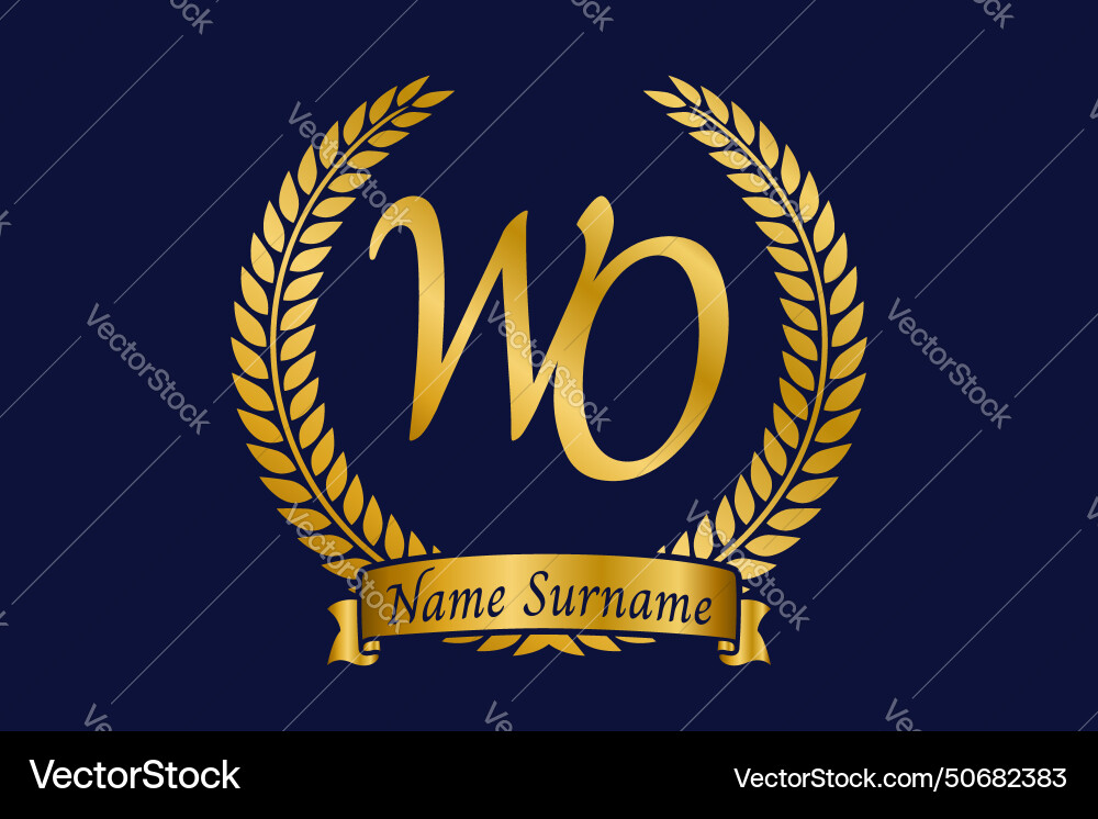 Initial letter w and o wo monogram logo design Vector Image